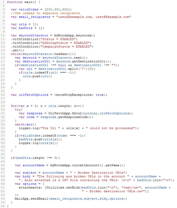 AdWords scripts: scan your landing pages and put an end to errors